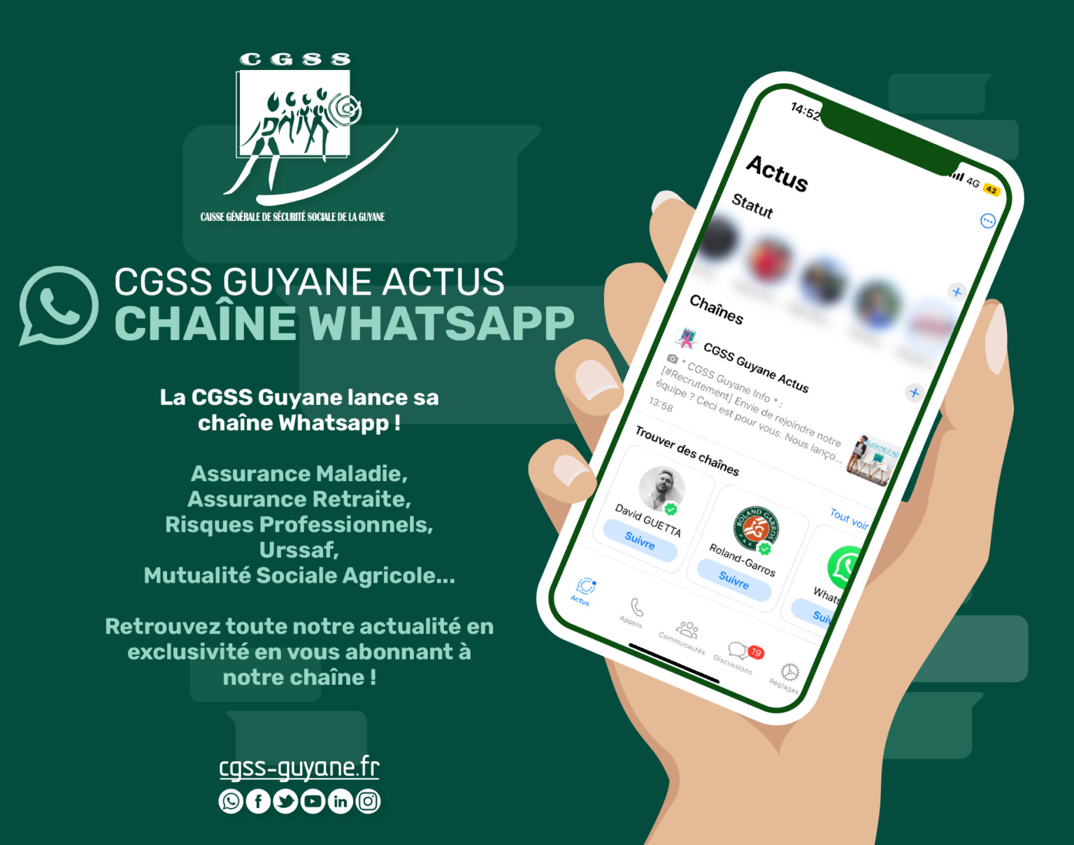 La CGSS Guyane lance sa Chaîne Whatshapp : CGSS Guyane Actus ! – CGSS ...